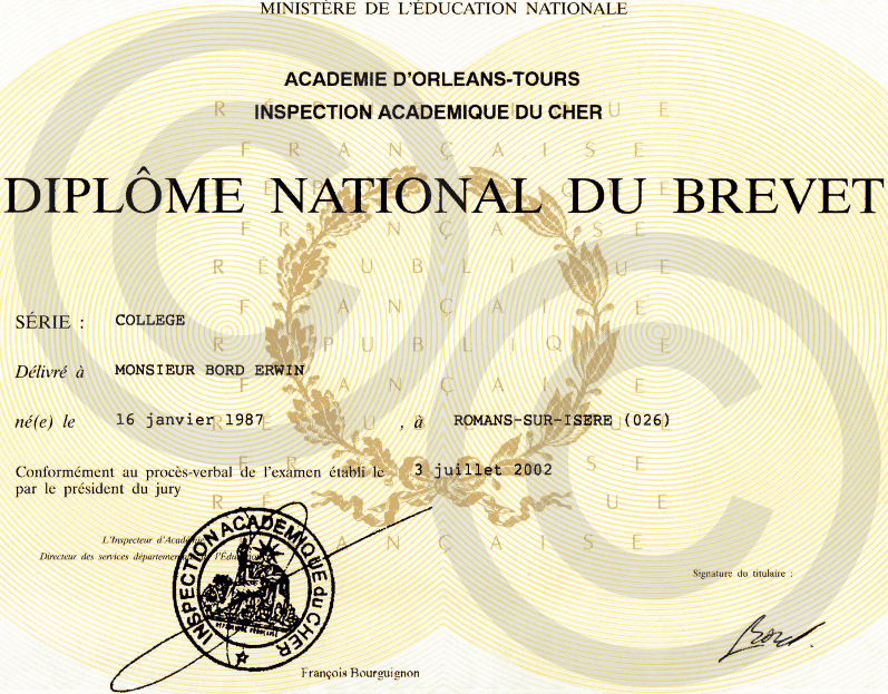Mon Brevet (Juin 2002)